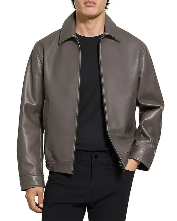 Theory Wyatt Leather Zip Up Jacket