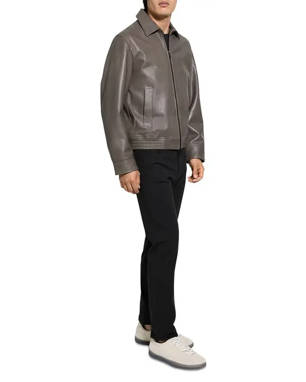 Theory Wyatt Leather Zip Up Jacket