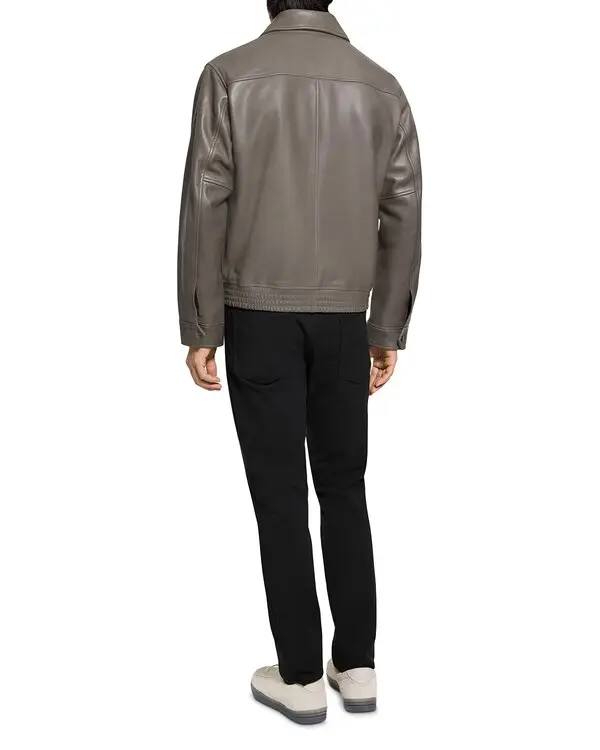 Theory Wyatt Leather Zip Up Jacket