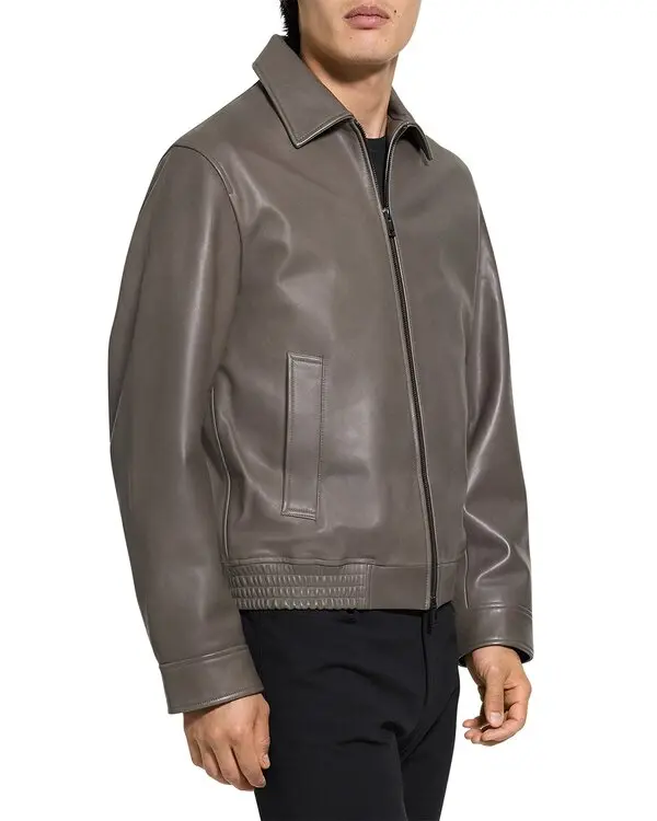 Theory Wyatt Leather Zip Up Jacket