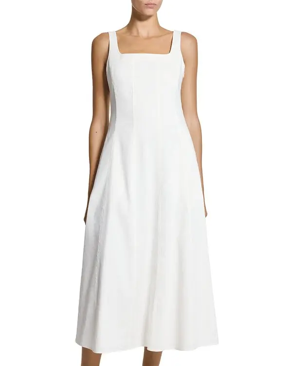 Theory Square Neck Seamed Dress - White
