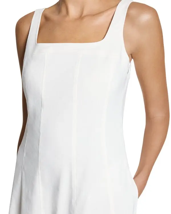 Theory Square Neck Seamed Dress - White