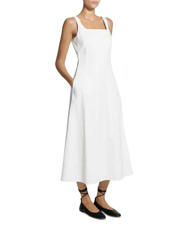 Theory Square Neck Seamed Dress - White
