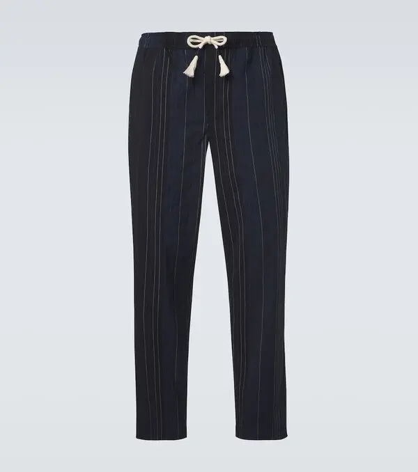 Orlebar Brown Sonoran Striped Cotton Straight Pants - Blue