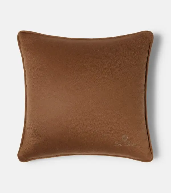 Loro Piana Unito Logo Cashmere Cushion - Brown
