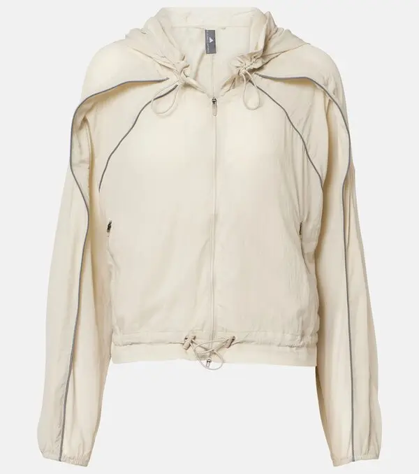 Adidas By Stella McCartney Gathered Hooded Track Jacket - Beige