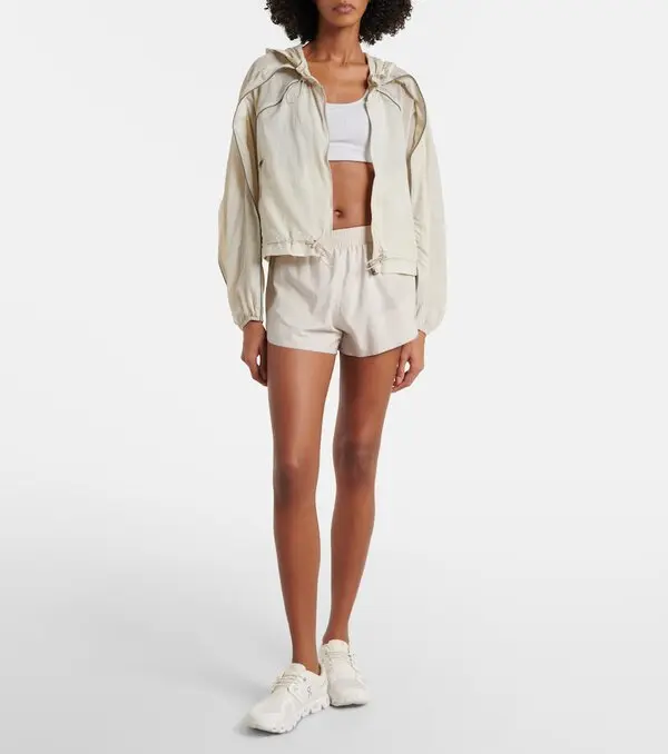 Adidas By Stella McCartney Gathered Hooded Track Jacket - Beige
