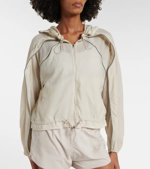 Adidas By Stella McCartney Gathered Hooded Track Jacket - Beige