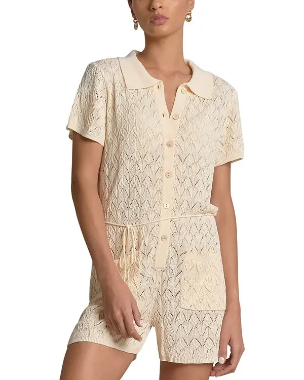 Elan Short Sleeve Romper - Natural