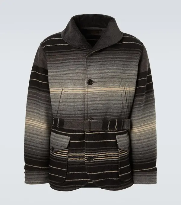 Ralph Lauren Striped Wool And Cotton Jacquard Coat