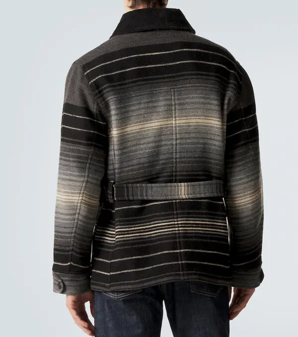 Ralph Lauren Striped Wool And Cotton Jacquard Coat