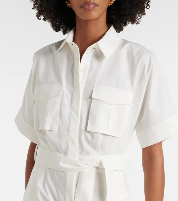 Elie Saab Belted Cotton Jumpsuit - White