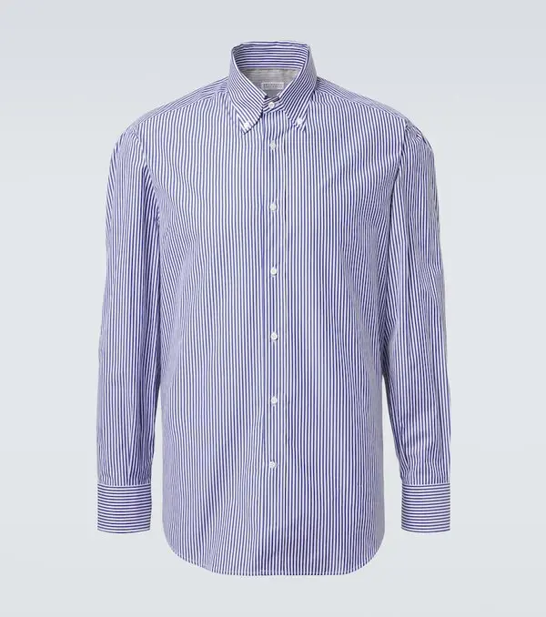 Brunello Cucinelli Striped Cotton Shirt - Blue