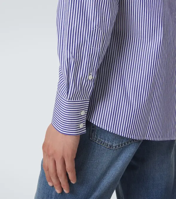 Brunello Cucinelli Striped Cotton Shirt - Blue