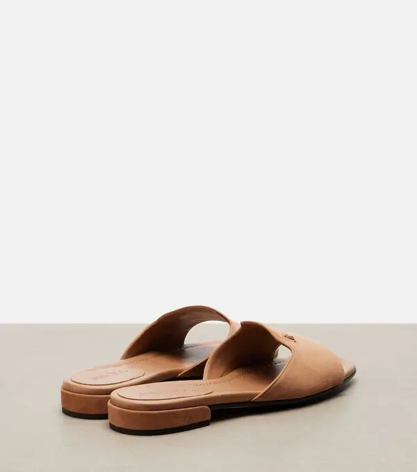 JIMMY CHOO Dina Suede Slides - Beige