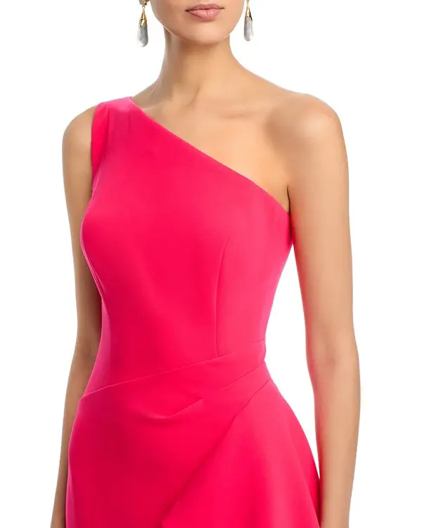 Rickie Freeman For Teri Jon Crepe One Shoulder Ruffle Gown