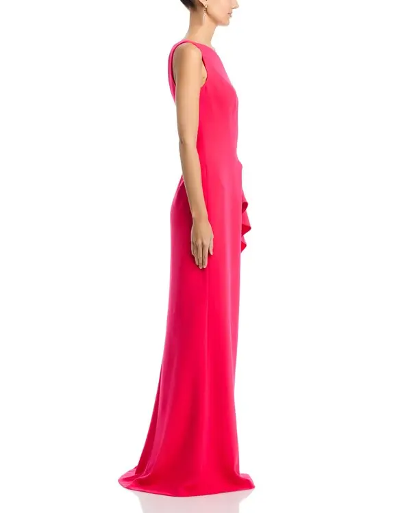 Rickie Freeman For Teri Jon Crepe One Shoulder Ruffle Gown