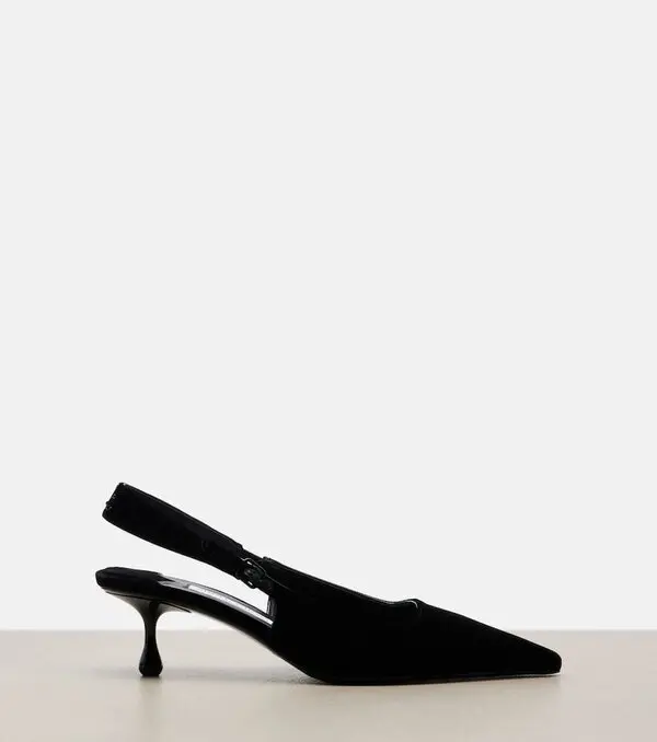 JIMMY CHOO Amel Velvet Slingback Pumps - Black