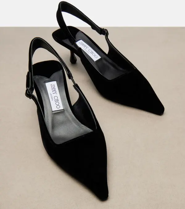 JIMMY CHOO Amel Velvet Slingback Pumps - Black