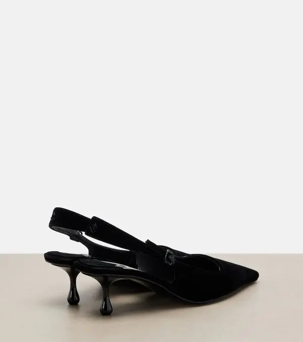 JIMMY CHOO Amel Velvet Slingback Pumps - Black