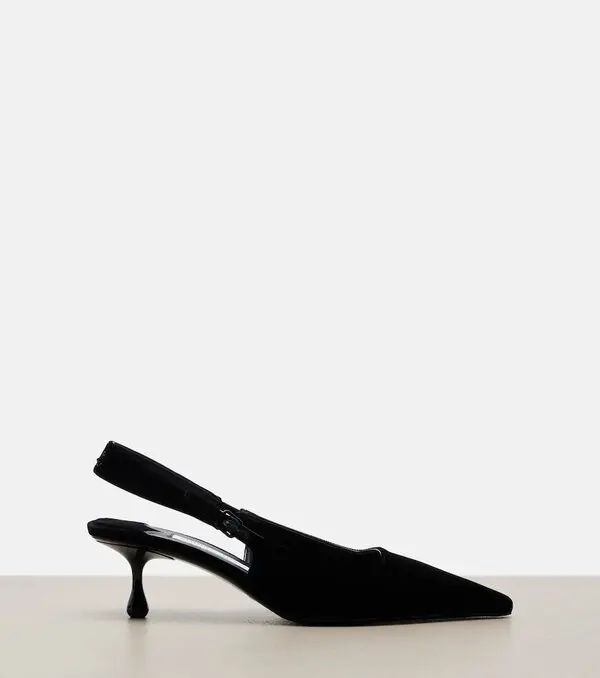 JIMMY CHOO Amel Velvet Slingback Pumps - Black