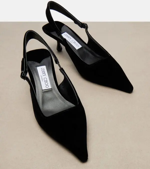 JIMMY CHOO Amel Velvet Slingback Pumps - Black