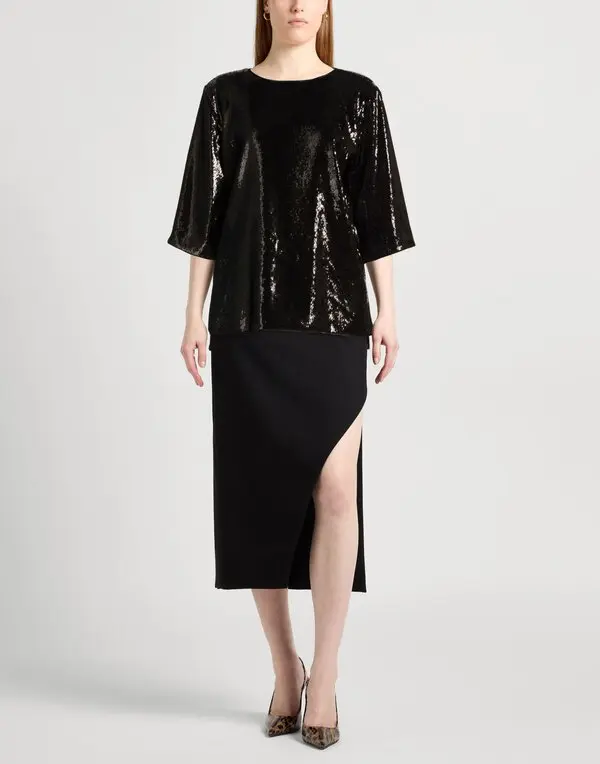 Liviana Conti Solid Tulle Top With Appliqués