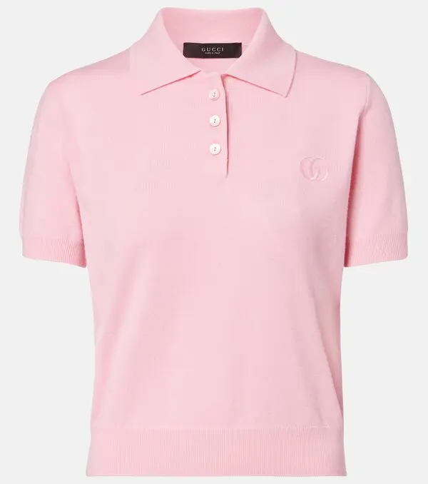 Gucci Double G Wool Polo Shirt - Pink