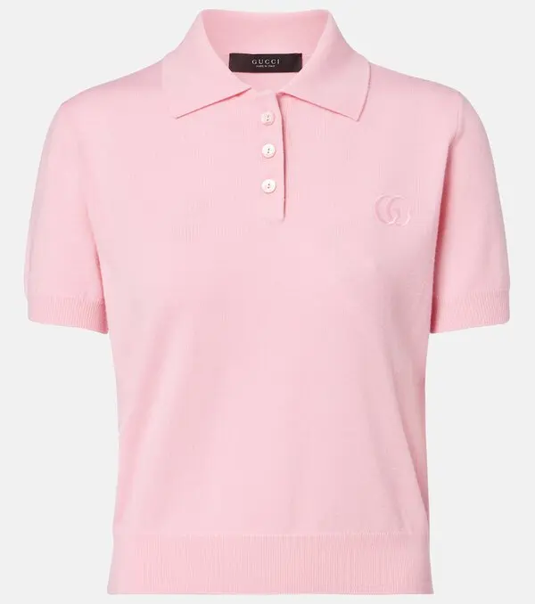 Gucci Double G Wool Polo Shirt - Pink