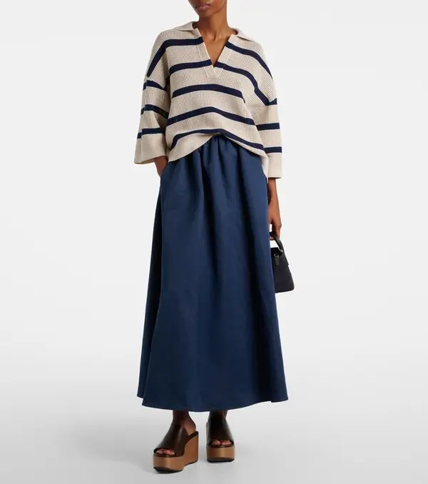 Brunello Cucinelli Striped Cotton Polo Sweater