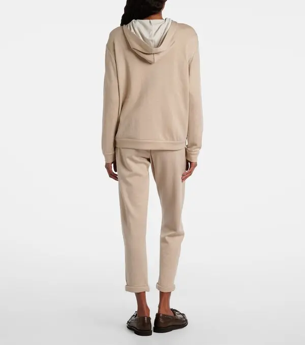 Brunello Cucinelli Monili Cotton And Silk-blend Sweatpants