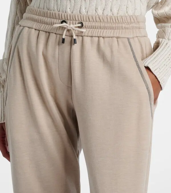 Brunello Cucinelli Monili Cotton And Silk-blend Sweatpants