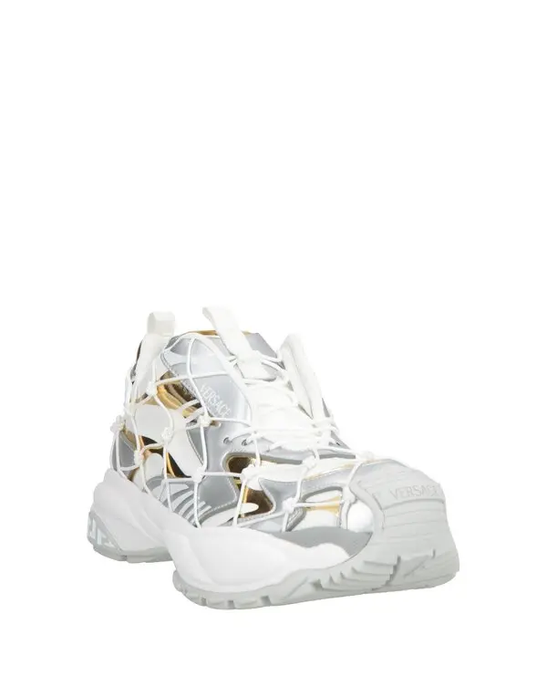 Versace Multicolor Leather And Textile Fiber Sneakers - White