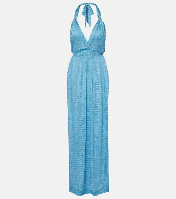 Melissa Odabash Mariah Lamé Maxi Dress - Blue