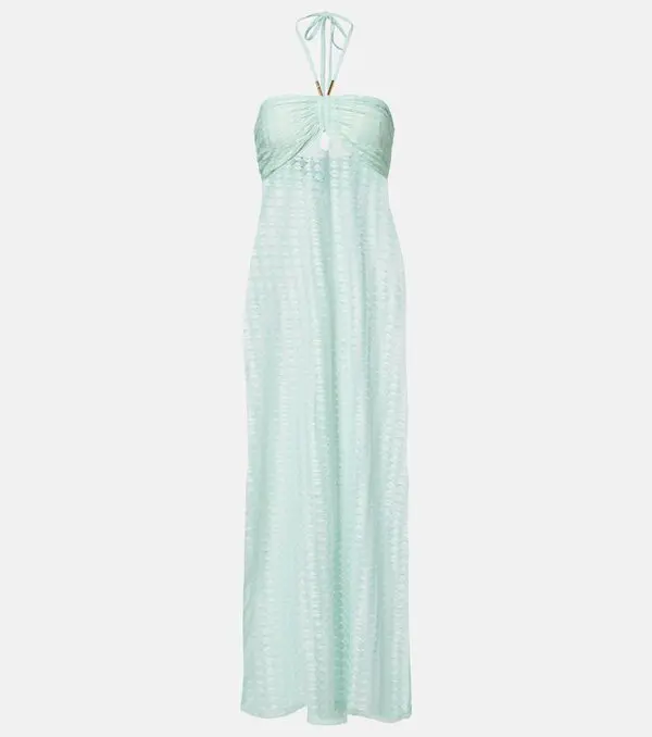 Melissa Odabash Mila Semi-sheer Halterneck Maxi Dress - Green
