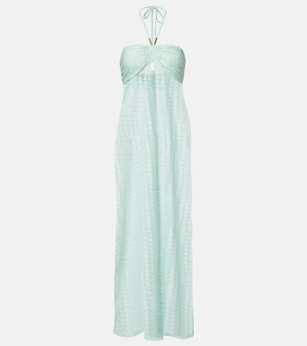 Melissa Odabash Mila Semi-sheer Halterneck Maxi Dress - Green