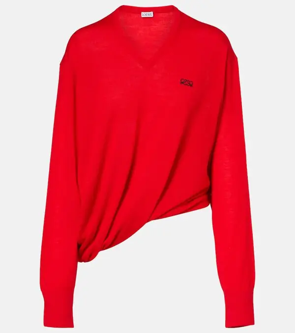 Loewe Asymmetric Wool Sweater - Red