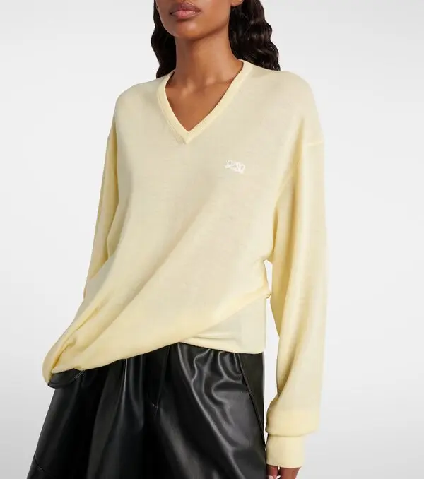 Loewe Double L Asymmetric Wool Sweater - Yellow