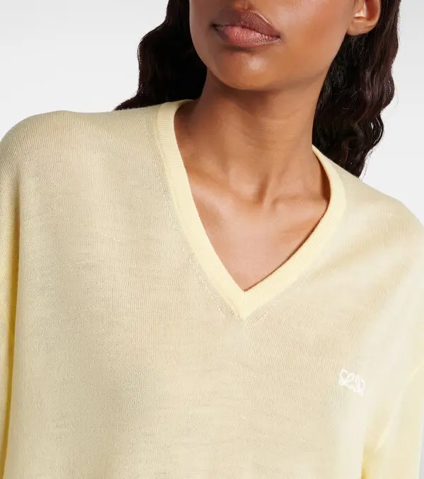 Loewe Double L Asymmetric Wool Sweater - Yellow