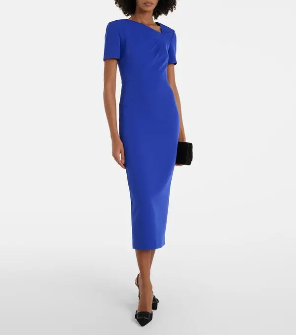 Roland Mouret Draped Crêpe Midi Dress - Blue