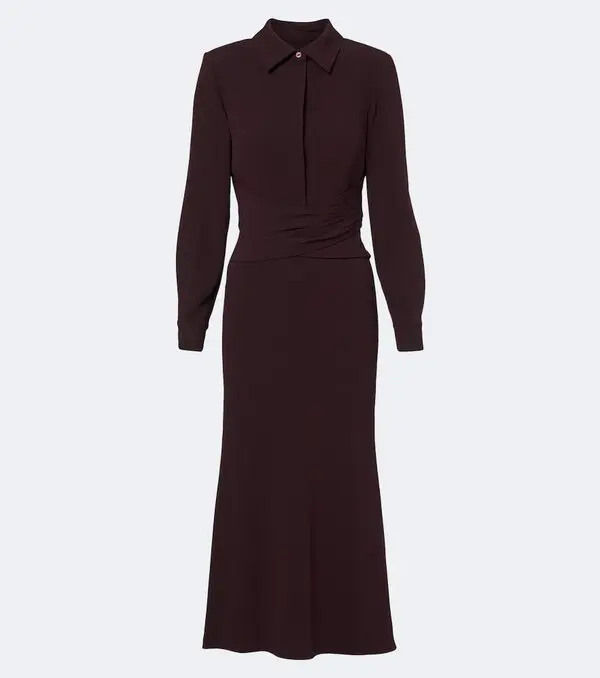Roland Mouret Draped Crepe Midi Dress - Brown