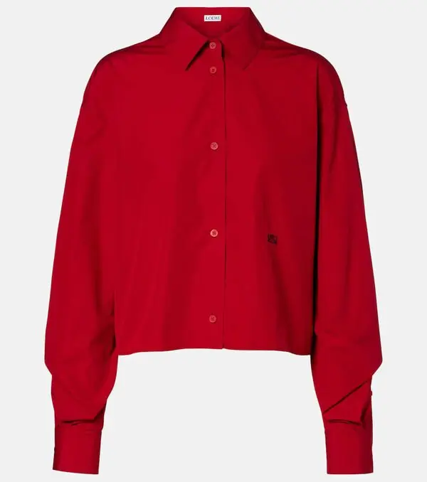 Loewe Cropped Cotton Shirt - Red