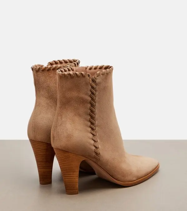 GIANVITO ROSSI Leather-trimmed Suede Ankle Boots