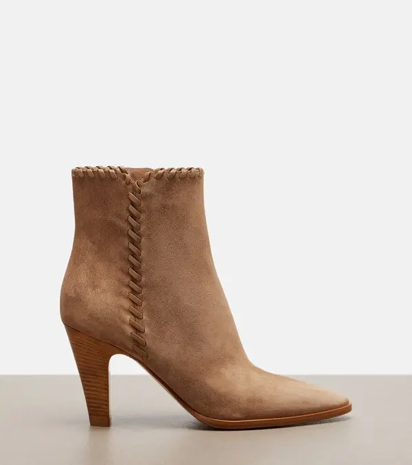 GIANVITO ROSSI Leather-trimmed Suede Ankle Boots