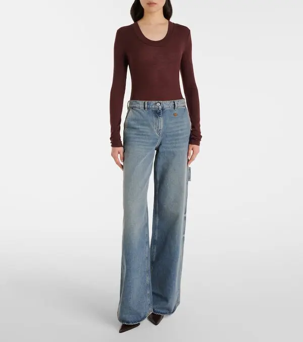 COURREGES Courrèges Logo Wide-leg Jeans - Blue