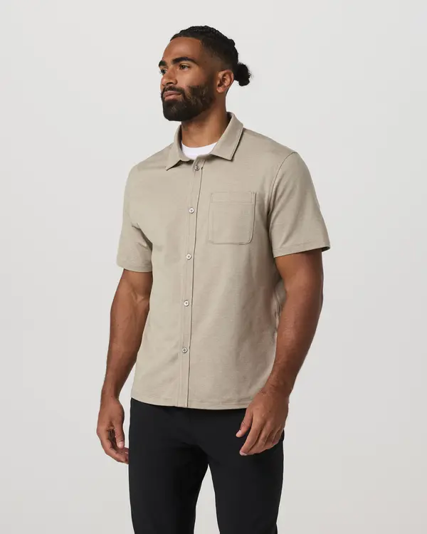 Vuori Short Sleeve Ponto Button Down Shirt - Truffle Heather