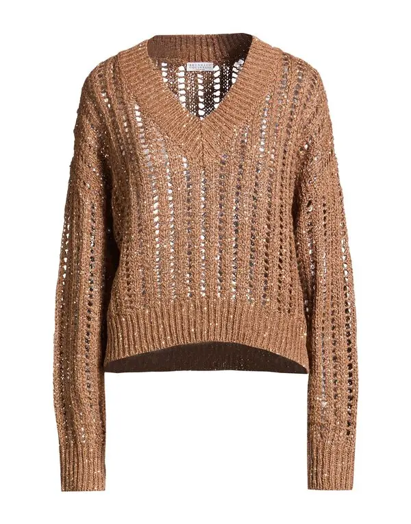 Brunello Cucinelli Crochet Knit Sweater - Beige