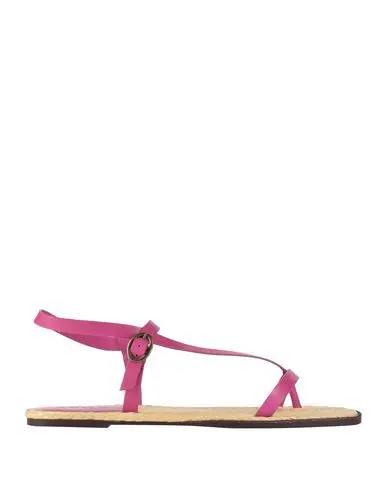 Farm Rio Leather Thong Sandals - Fuchsia
