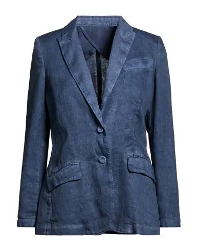 120% Lino Linen Single-breasted Blazer - Navy