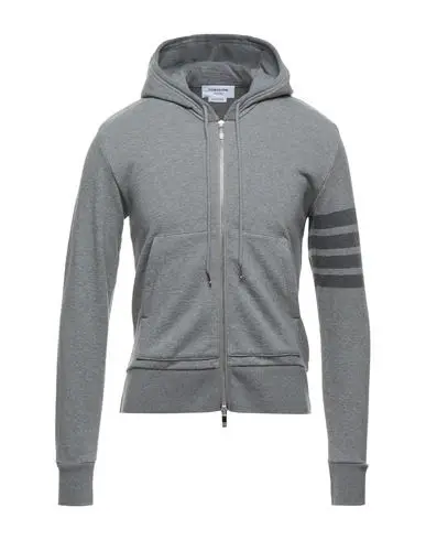 Thom Browne Cotton Zip-up Hoodie With Striped Detailing - Grey